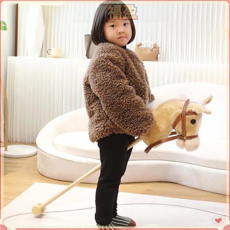 Хоббихорс желтого цвета для детей, деревянная палка, игрушечная лошадка, модель 3589623026