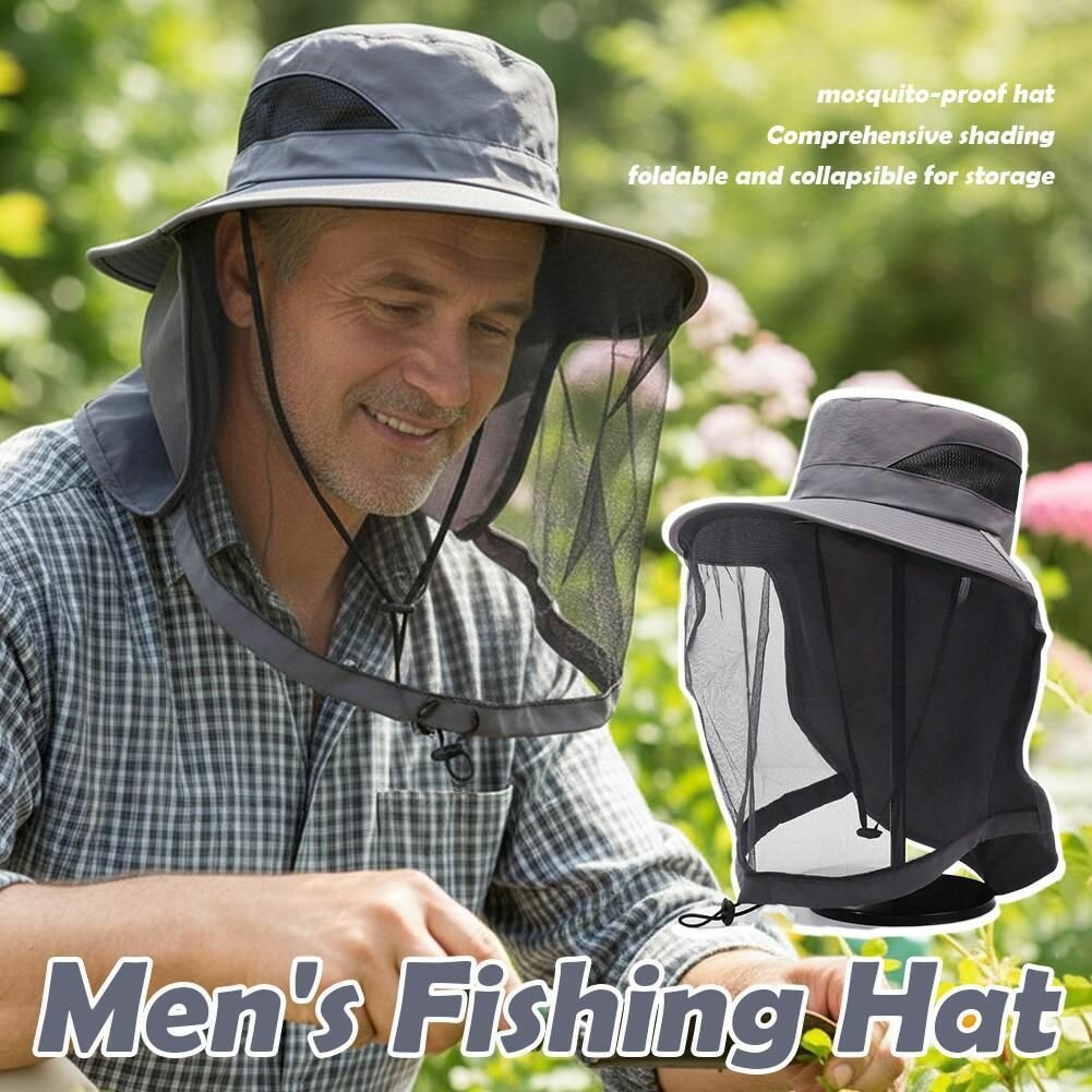 Противомоскитная шляпа с сеткой и накидкой летняя панама с широкими полями для рыбалки, походов и пчеловодства, защита от комаров и солнца