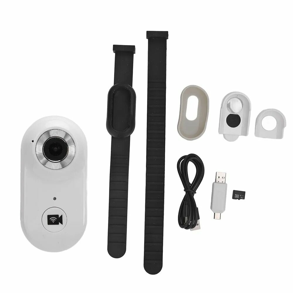Камера на ошейнике 8G HD 1080P, мини для кошек/собак, белая