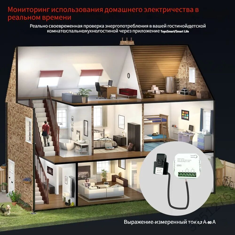Умный счетчик электроэнергии Wi-Fi 100-240В для дома, однофазный, электронный — фото 1