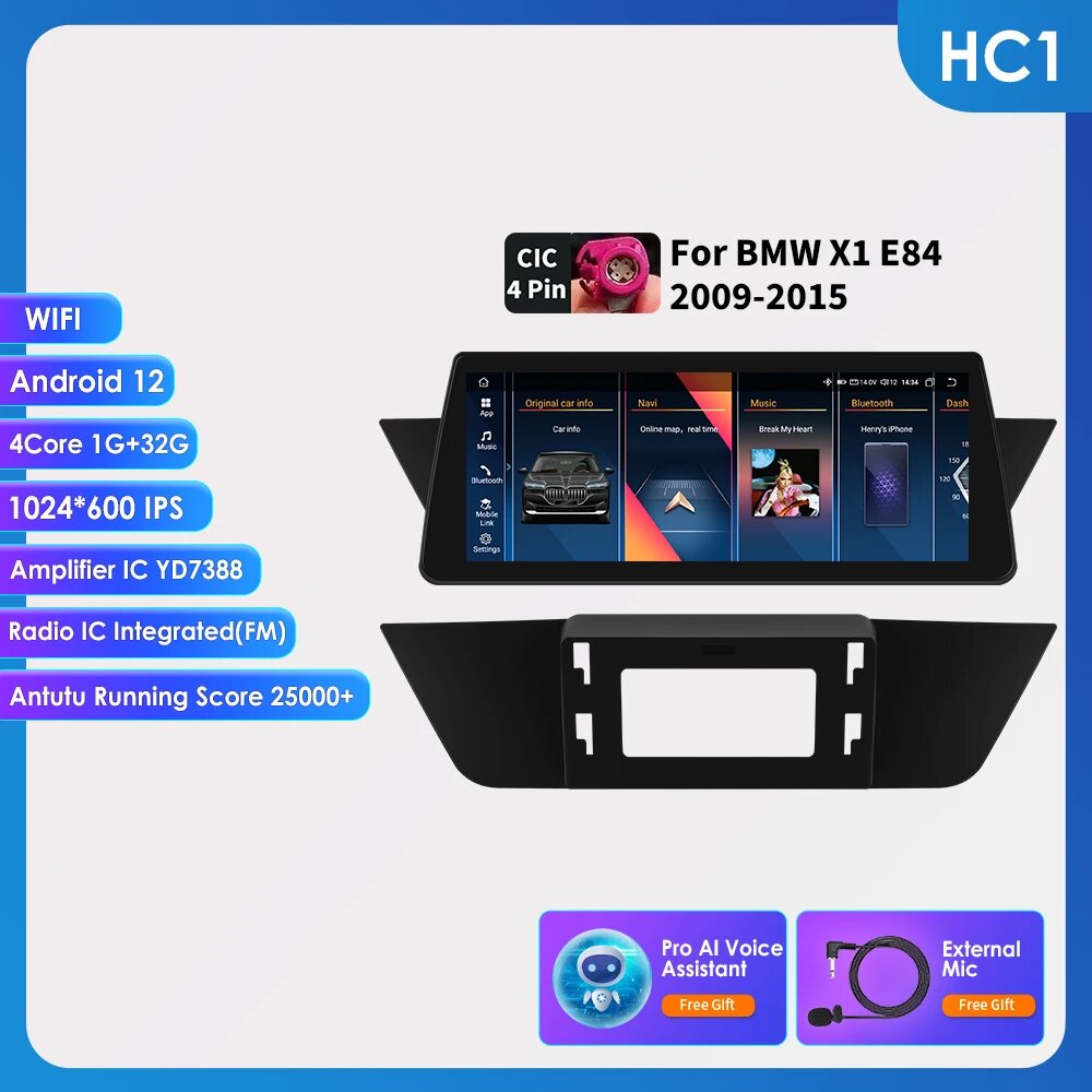 10,25-дюймовый экран Android14, автомобильный радиоприемник, мультимедийный E84 1G-32G CIC(AI)