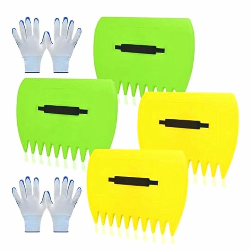 Набор из садовых совков и перчаток для листьев 2 пары когтей для листьев с регулируемой ручкой