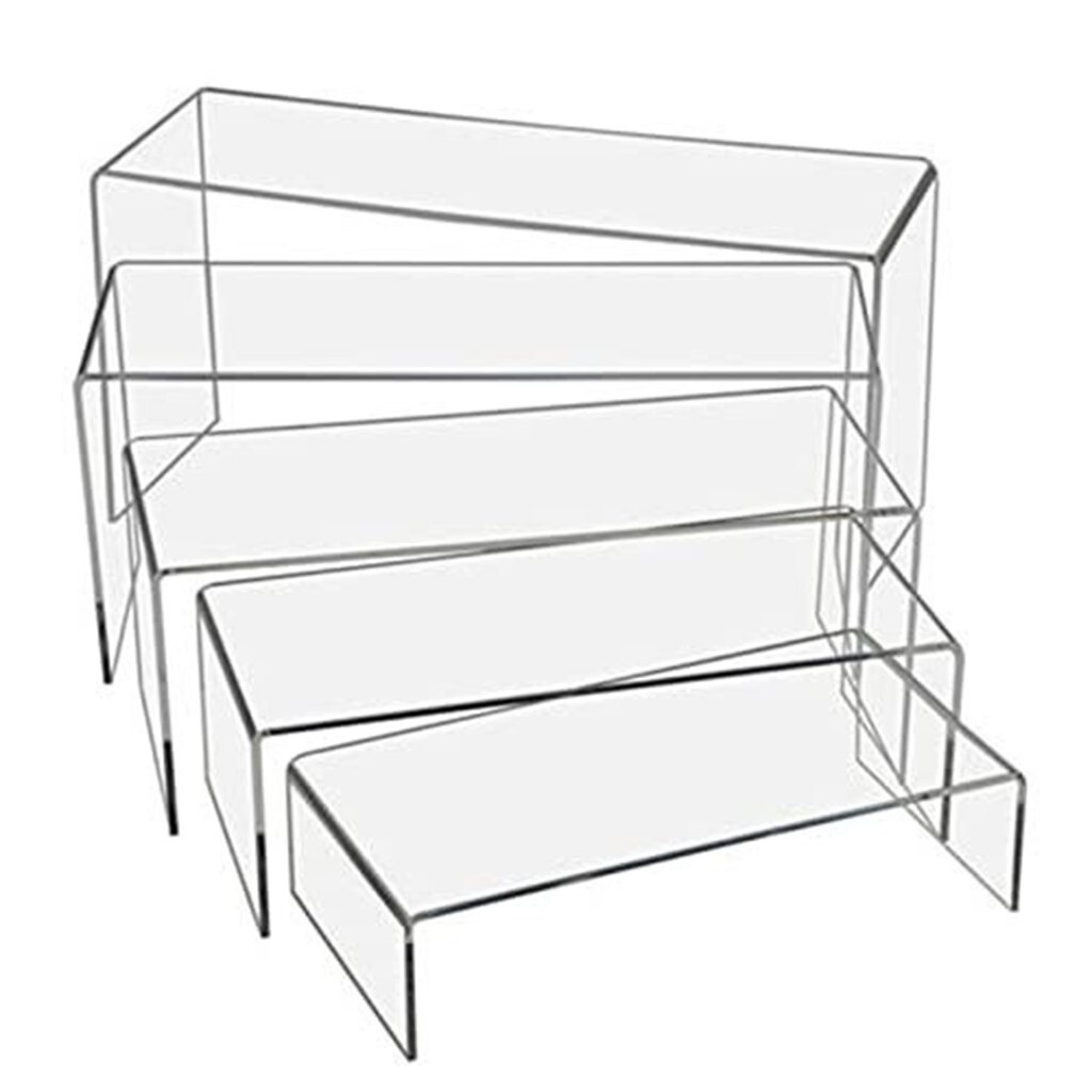 Упаковка из 5 Акриловых Подставок для Витрин, Большие Прозрачные Полки, Стеллажи для Фигурок для Кексов, Игрушек, Предметов коллекционирования, Духов и многого другого