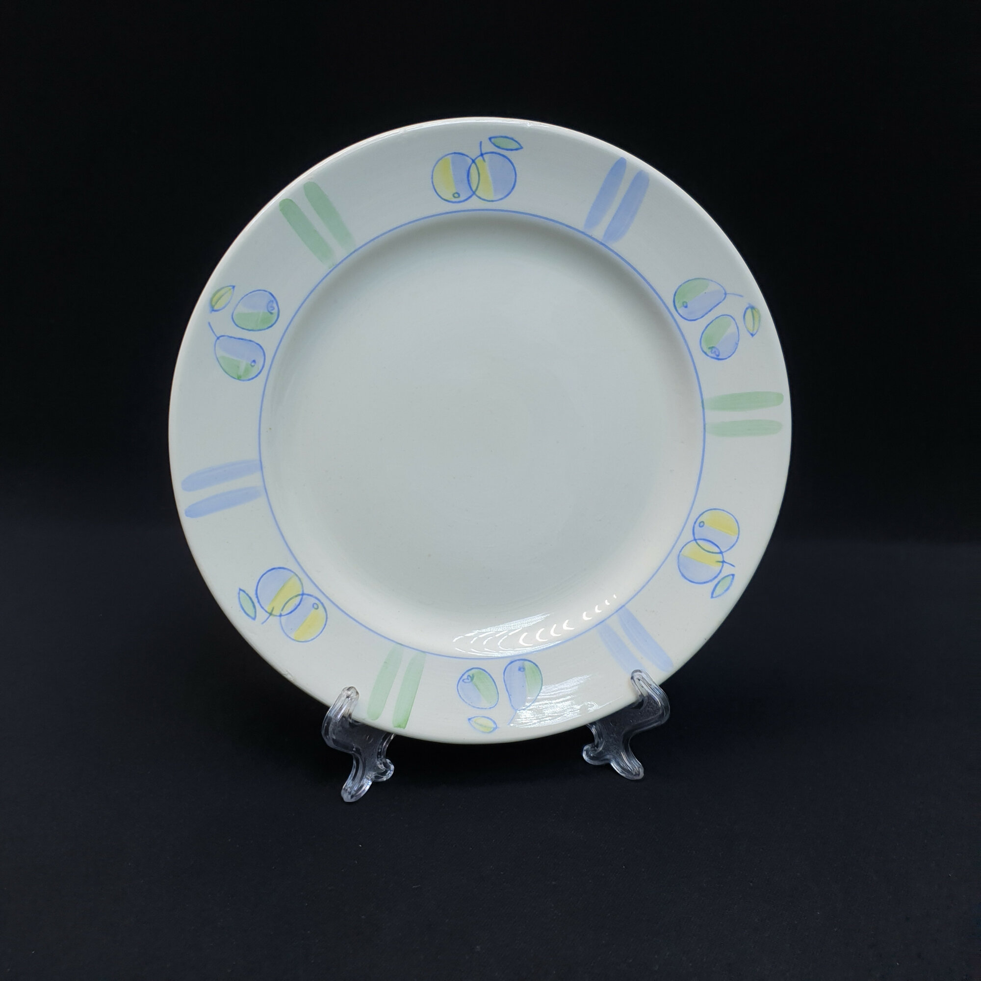 Винтажная столовая тарелка Конаково, фаянс роспись 20 см, СССР