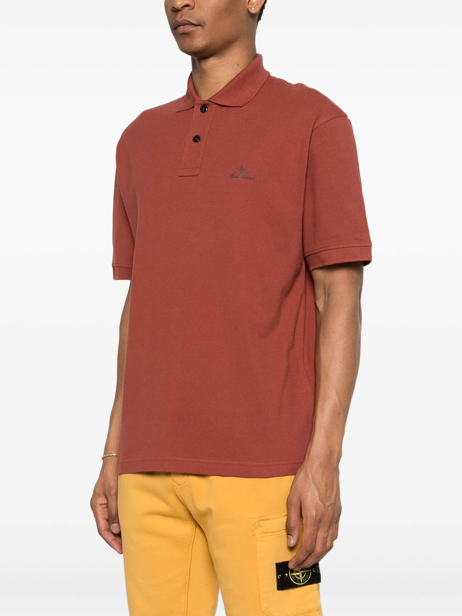 Рубашка Stone Island Button polo shirt, размер L, красный — фото 1