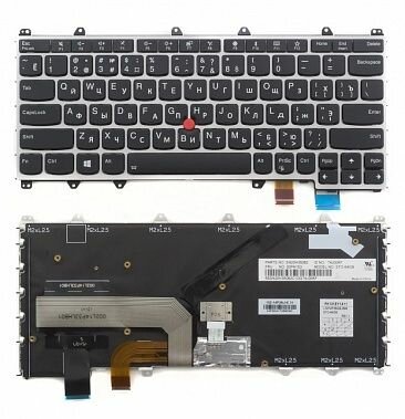 Клавиатура для ноутбука Lenovo ThinkPad Yoga 260, Yoga 370 черная, рамка серебряная, с джойстиком, с