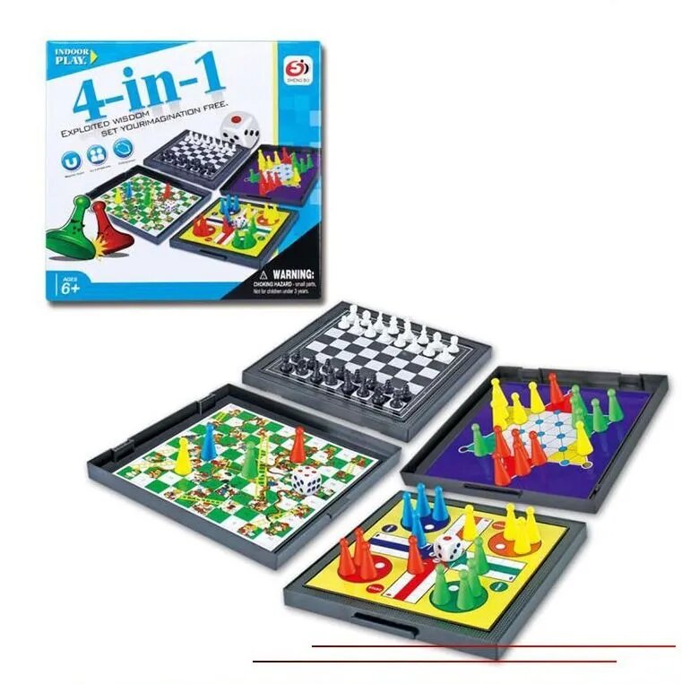 Настольные игры 4 в 1 Боевые шахматы LUDO