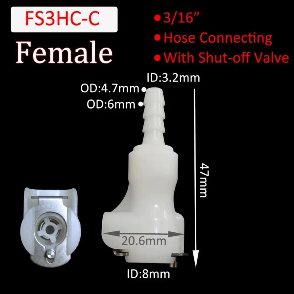 Фитинг быстросъемный Female FS3HC-C 3/16" с клапаном