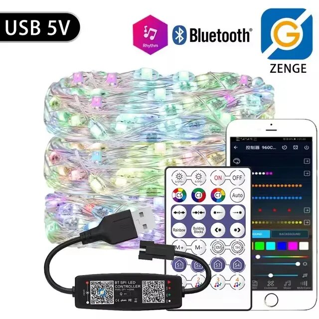 RGB светодиодная гирлянда 5m, 28Keys USB SET