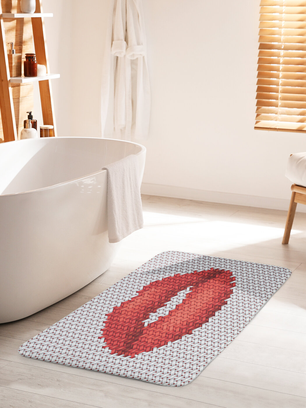 Коврик для ванной комнаты и туалета противоскользящий "Плетеные губы" 60х100 см, JoyArty