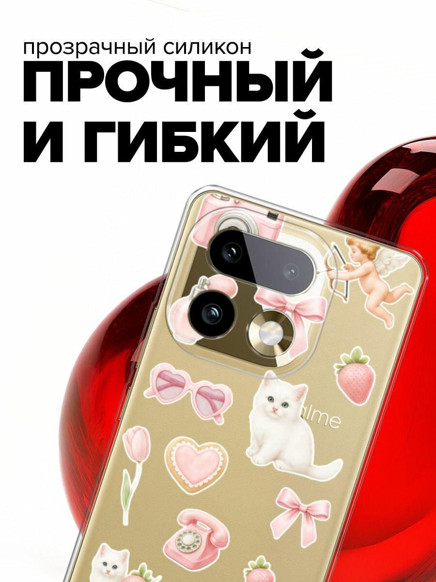 Чехол на Realme 16 Pro+ / Реалми 16 Про+ с принтом Коллаж для девочки — фото 1