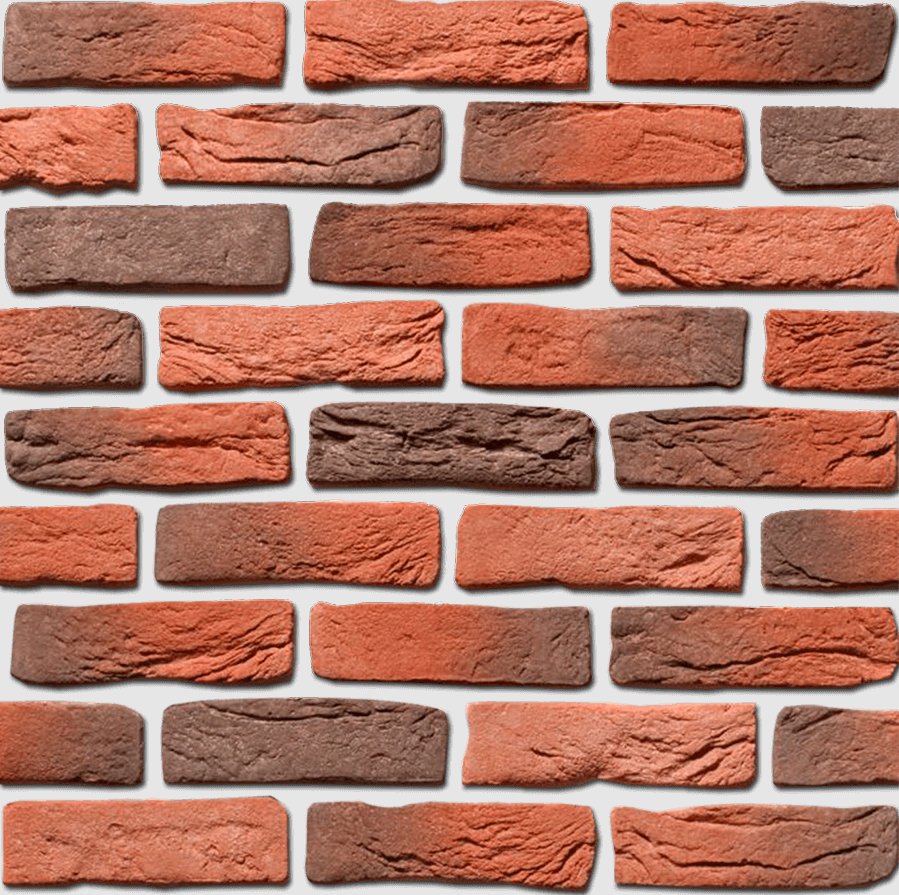Декоративный камень (кирпич) Лофт Брик, цвет - терракот на основе белого цемента, 1м2, для наружных и внутренних работ, влаго и жаростойкий, под расшивку. Кирпич отгружается с учетом толщины расшивки 10 мм