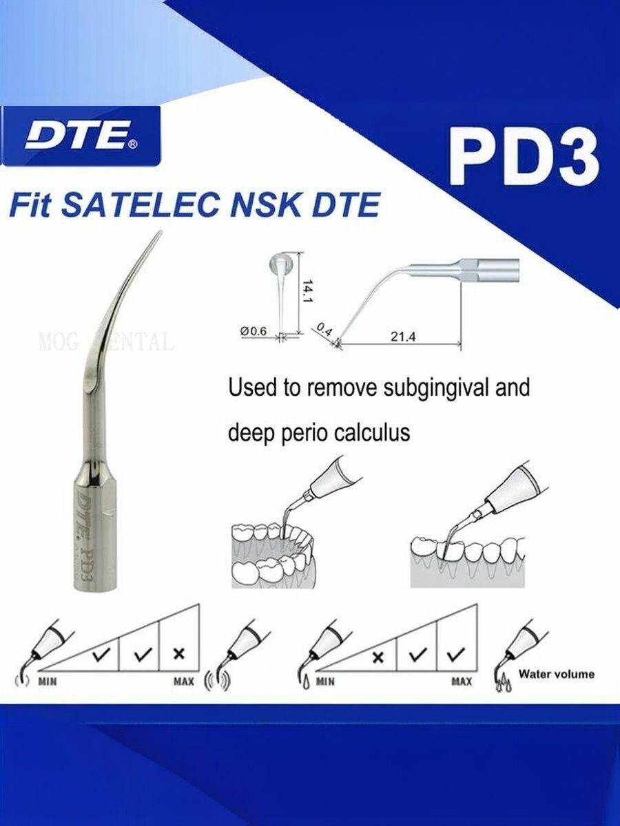 Насадка пародонтологическая Woodpecker PD3 для скайлера, (подходит к DTE, Satelec, NSK)