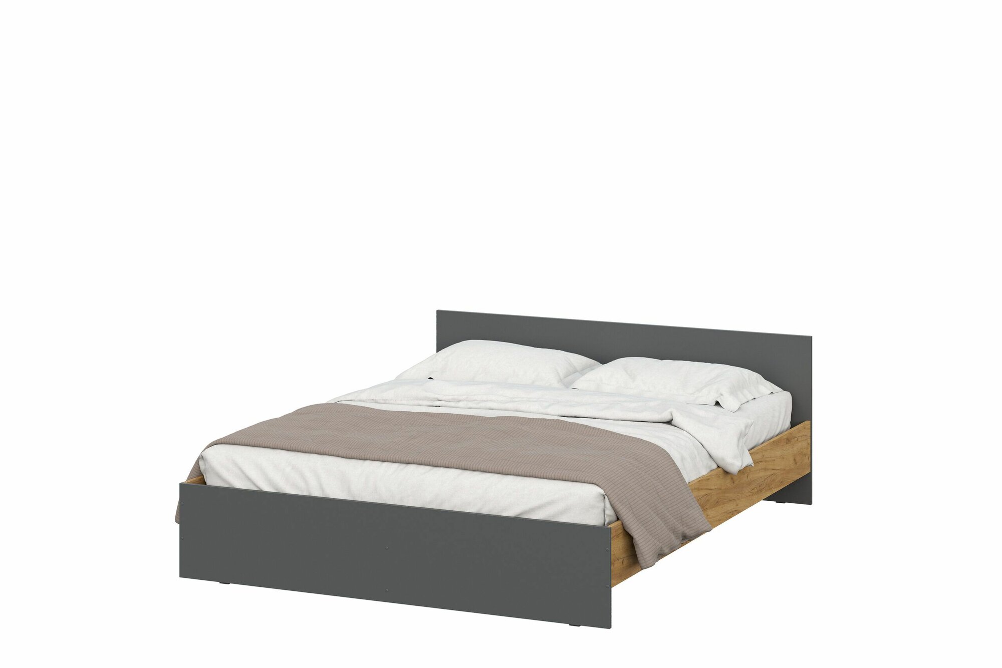 Кровать Денвер, двухспальная 160х200, цвет Дуб Золотой/Графит