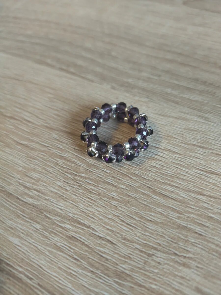 Кольцо, бисер, хрусталь