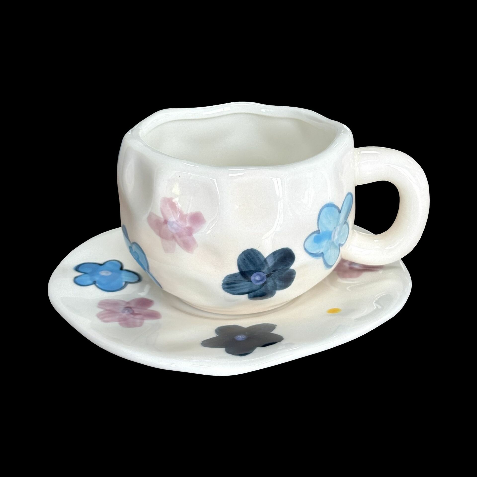 Керамическая кружка с ручной росписью в виде сердца, кофейная чашка нестандартной формы, милая чашка для завтрака, чашка для воды.