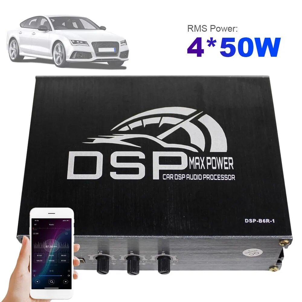 Автомобильный 4-канальный DSP-усилитель с управлением через приложение