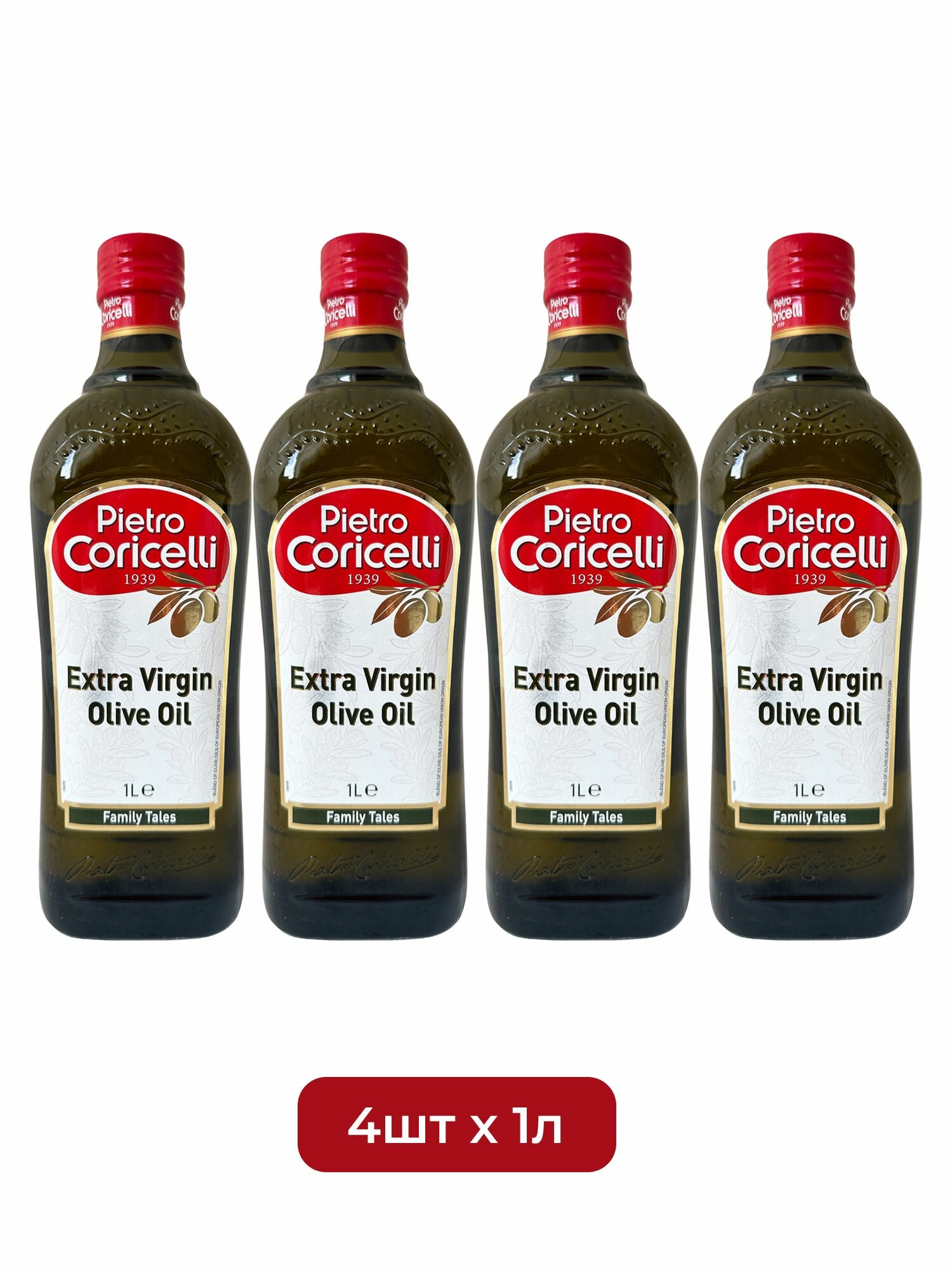 Масло оливковое Pietro Coricelli Extra Virgin нерафинированное, стекло, 1л х 4шт.