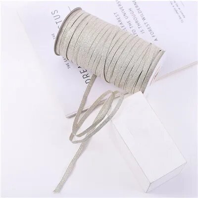 Лента эластичная 6 мм, цвет gliiter beige, 5 ярдов