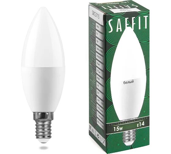 Светодиодная лампа SAFFIT SBC3715 Свеча E14 15W 4000K