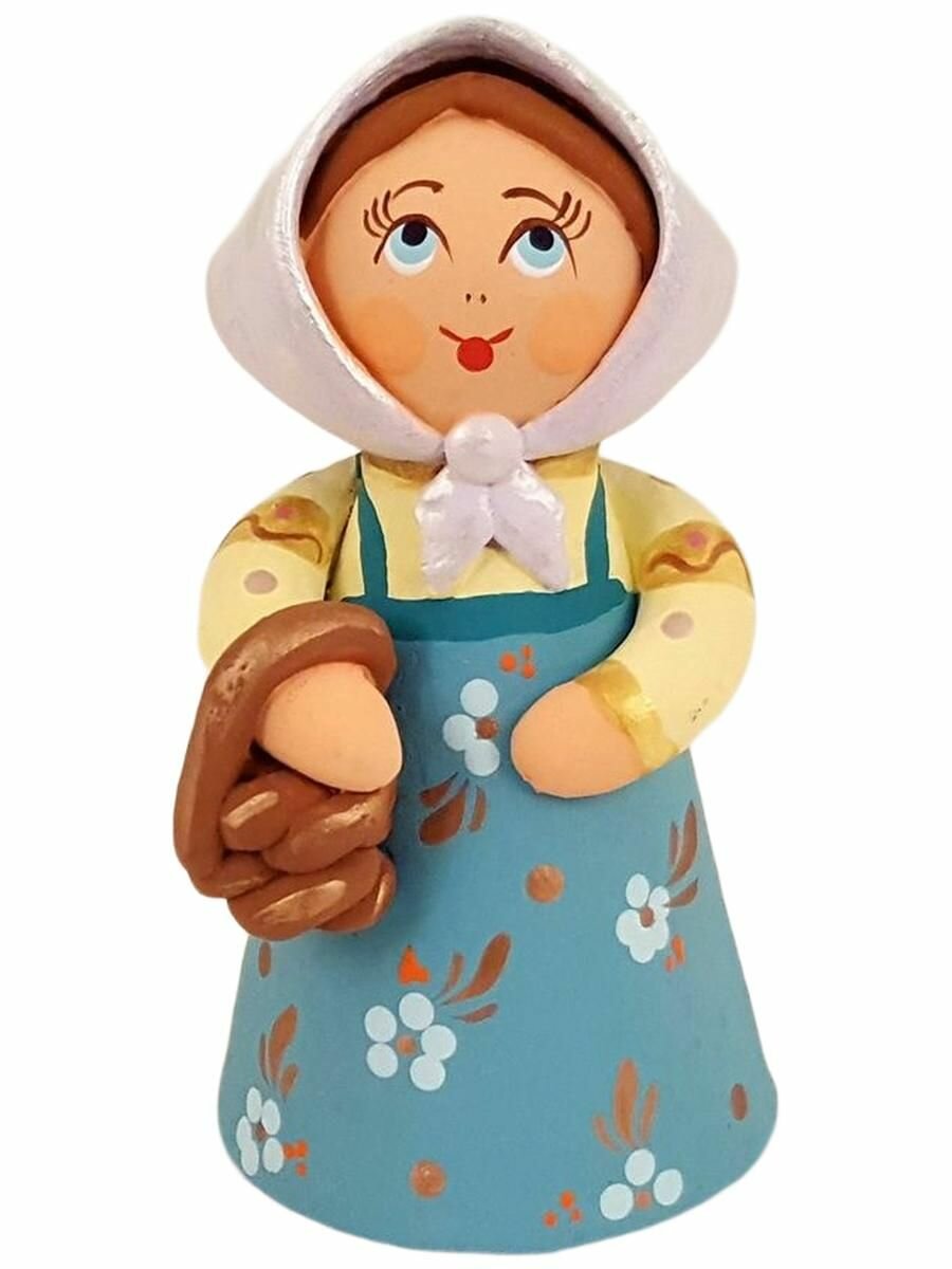 Барышня Машенька в платочке, Ковровская глиняная игрушка, ручная авторская работа