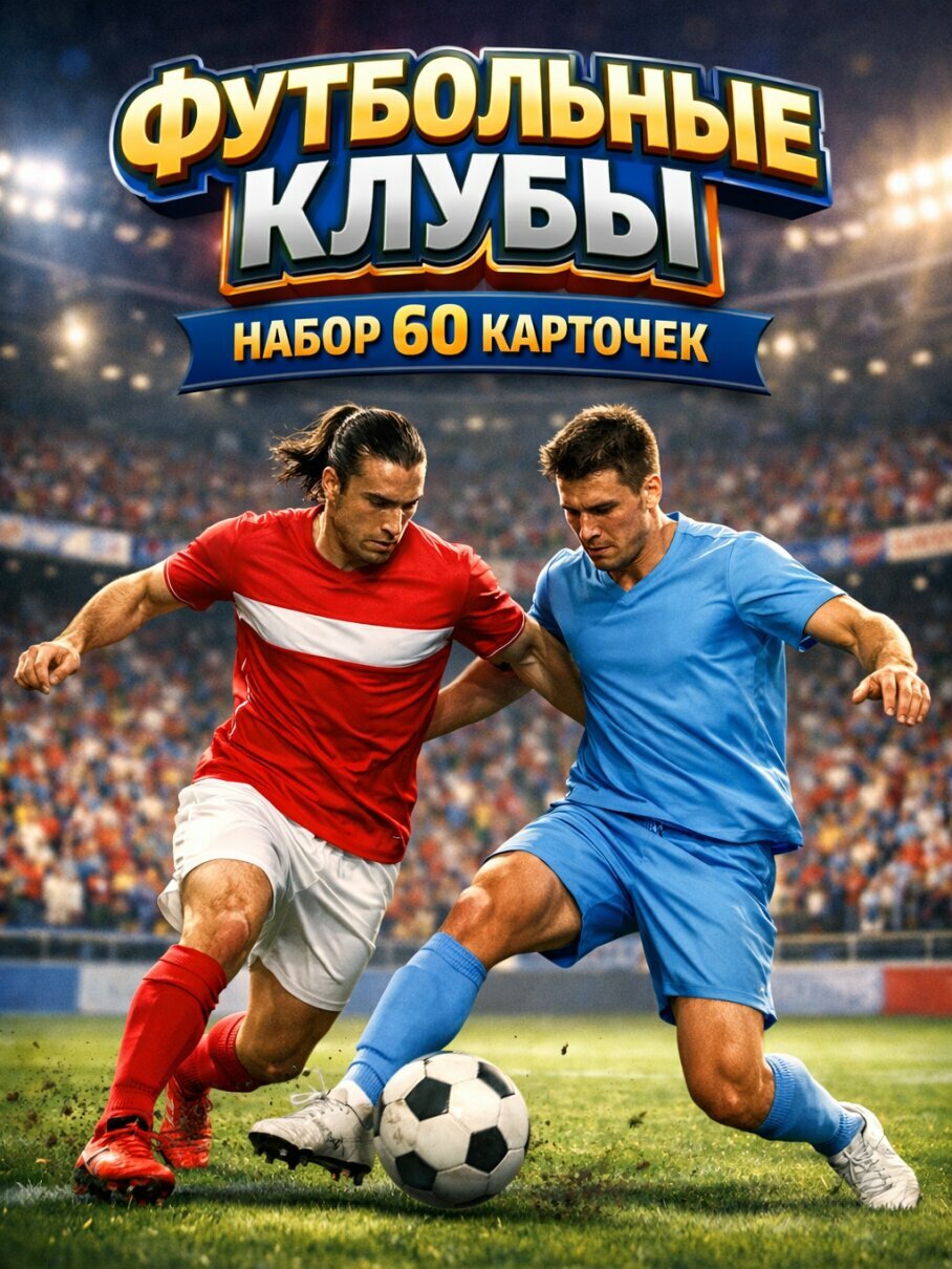 Набор развивающих карточек Амарант "Футбольные клубы", двусторонние, 60 шт