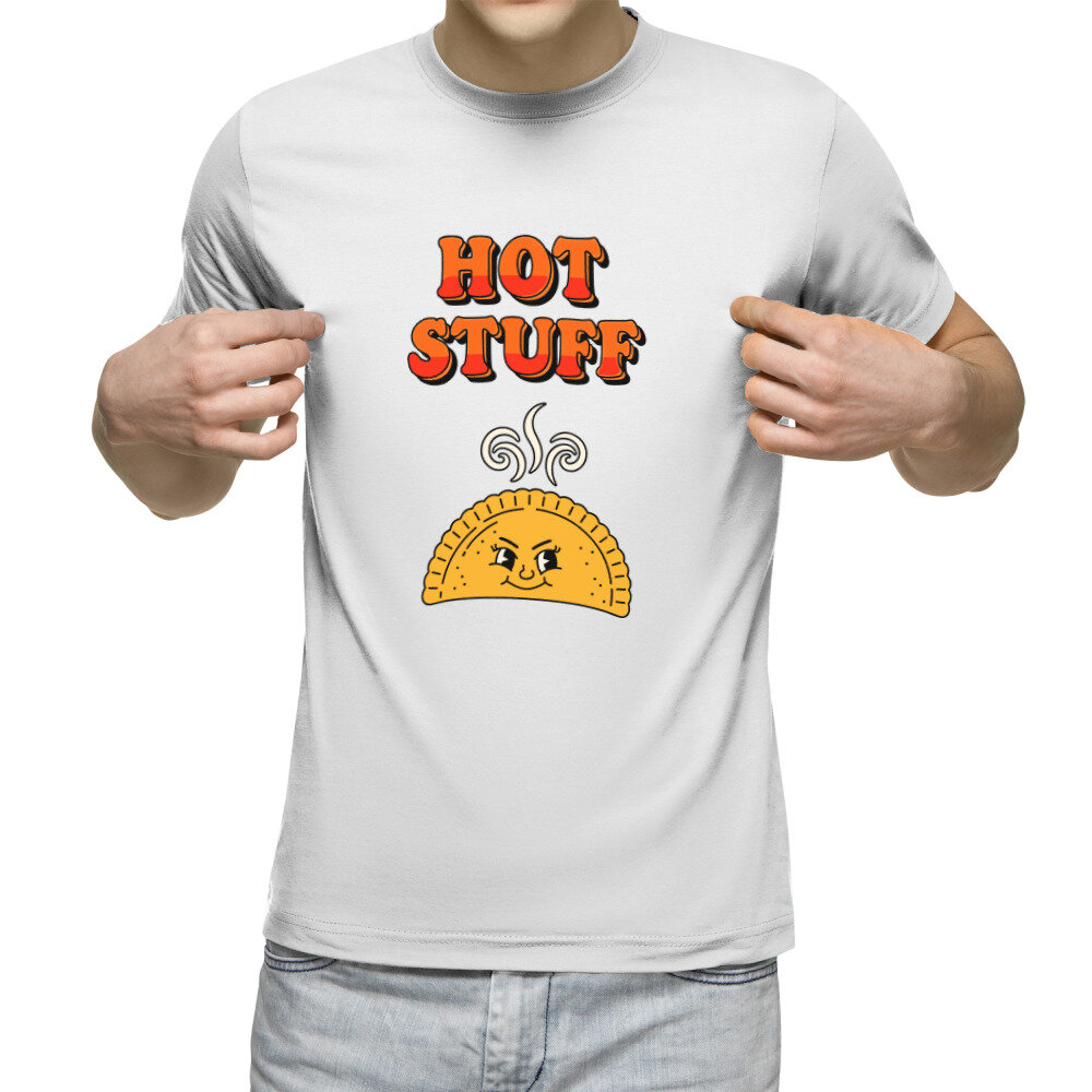 Мужская футболка «Горячая штучка: чебурек» (белый, 3XL)