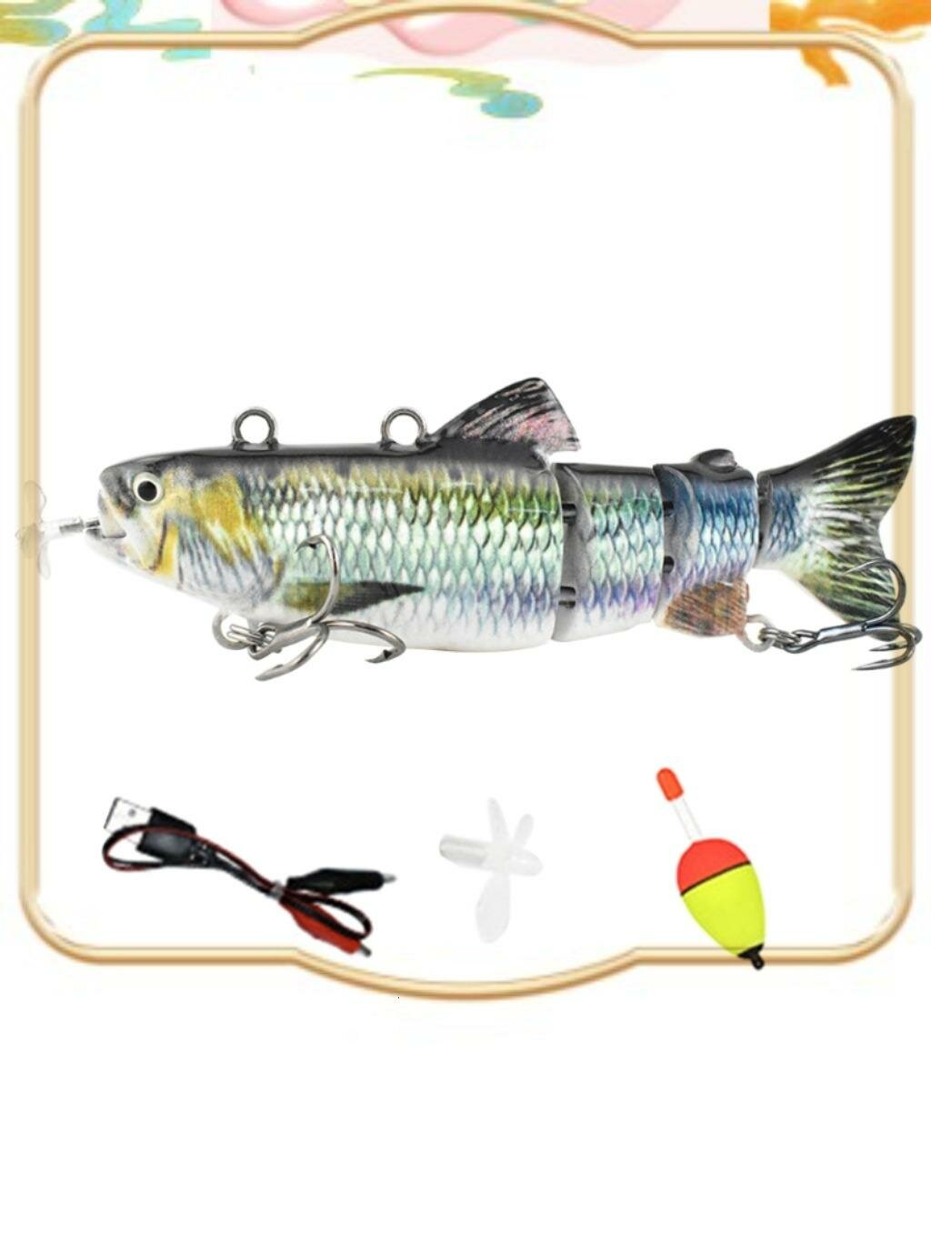 Сегментный свимбейт с LED-подсветкой, Зеленый 90 мм 20 г