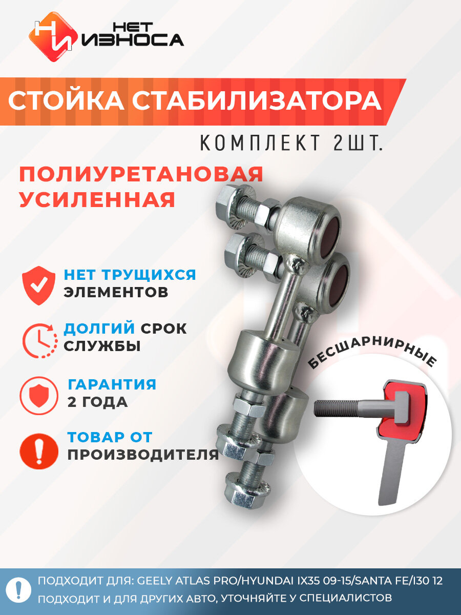 Стойки стабилизатора полиуретановые усиленные NL344-2 Changan CS55 2017>/HYUNDAI IX35 09-15/SANTA FE/I30 12-/KIA SPORTAGE 10-16/SORENTO 09; Geely Atlas (NL3 c 2016-2020)