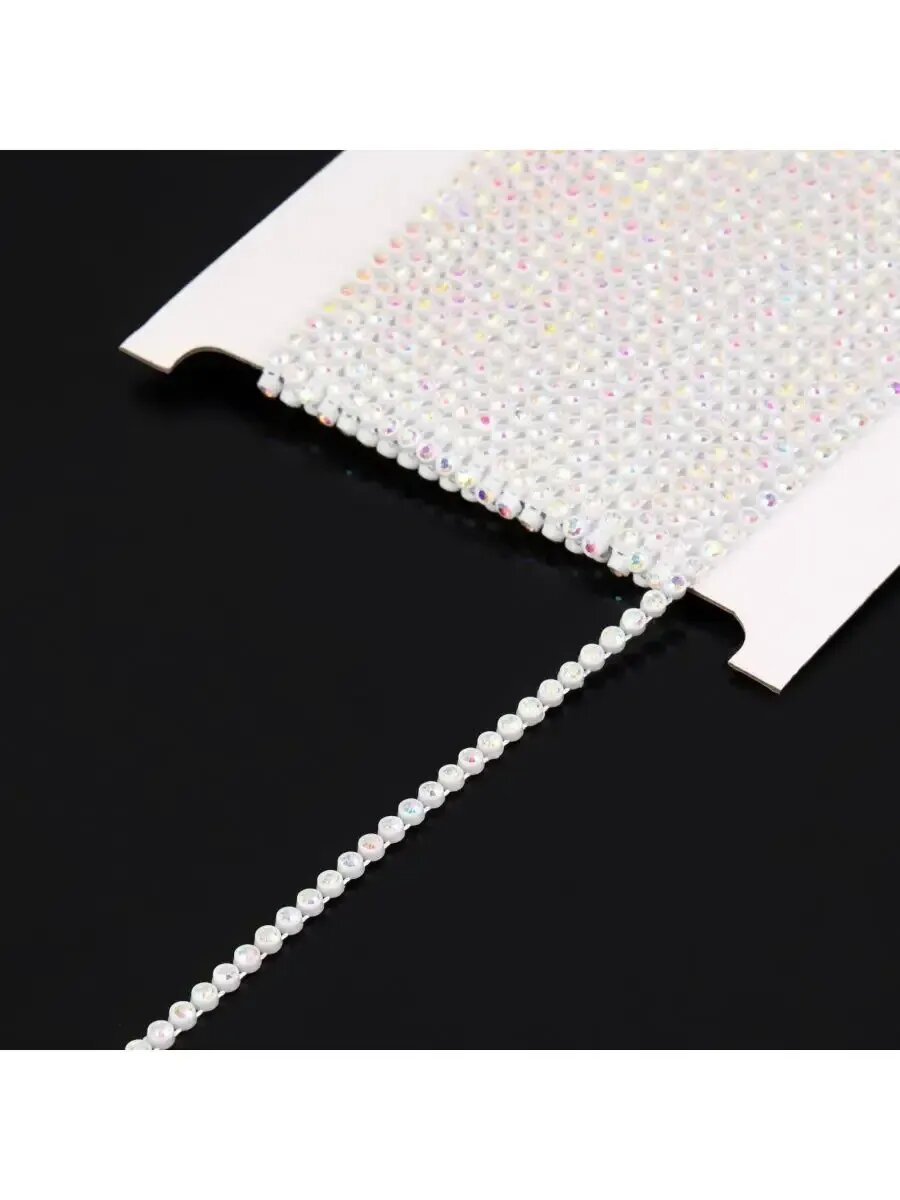 Стразы на нитях цепь лента 3мм 9м, с голографией, 1шт