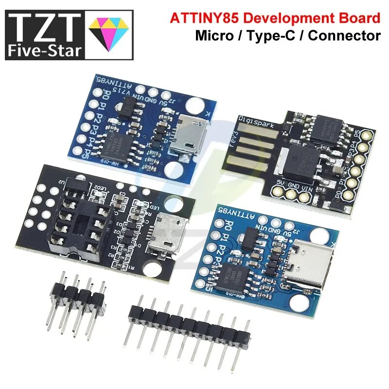 GREATZT Digispark Tiny85 Микроплата Черный, 2PCS, ATTINY85 Connector — фото 1