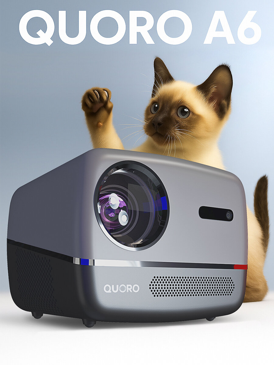 Проектор QUORO A6 с поддержкой 4K, портативный, Wi-Fi, Android, для дома и дачи