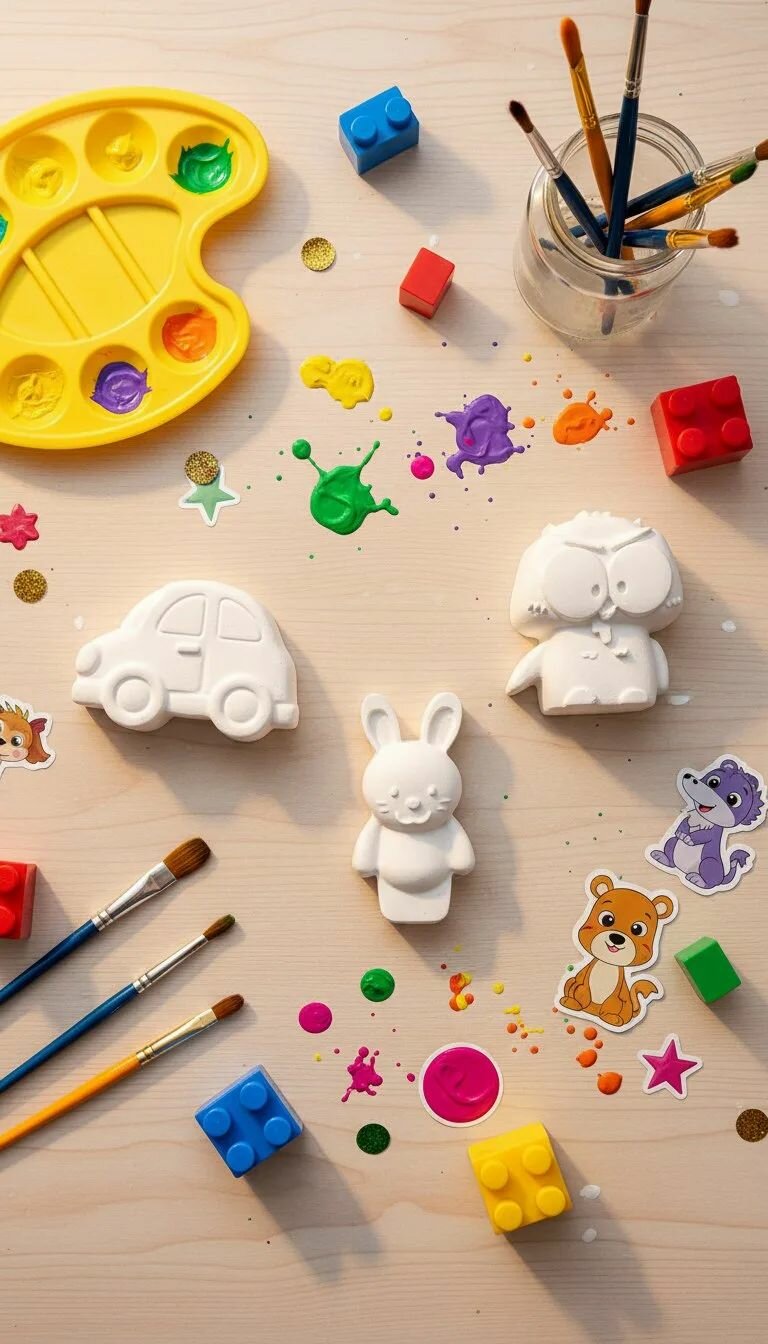 Набор гипсовых фигурок для раскрашивания - Машинка, Зайка, Совушка