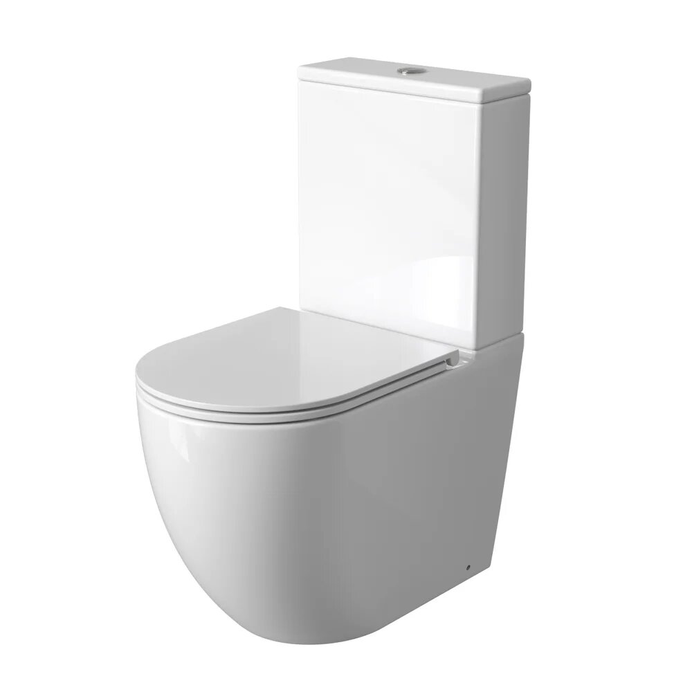 Унитаз-компакт напольный Grossman GR-4494SQ с микролифтом, безободковый, антивсплеск, фаянсовый, белый, глянцевый, овальный, с нижним подводом, сиденье для унитаза в комплекте