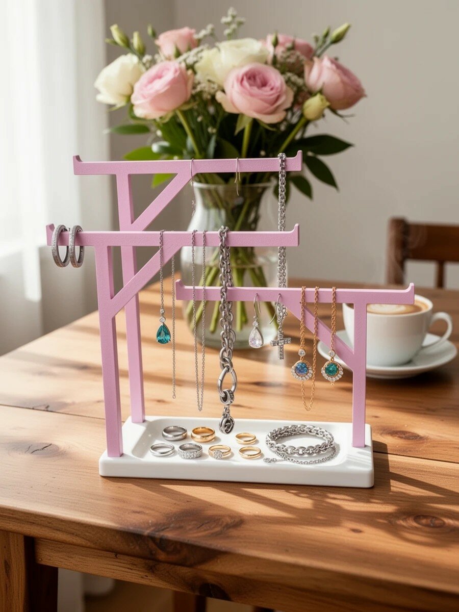 Органайзер для украшений / стойка для бижутерии из пластика узкая настольная