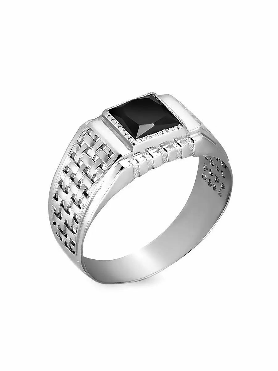 Печатка, серебро, 925 проба, родирование, раухтопаз, фианит