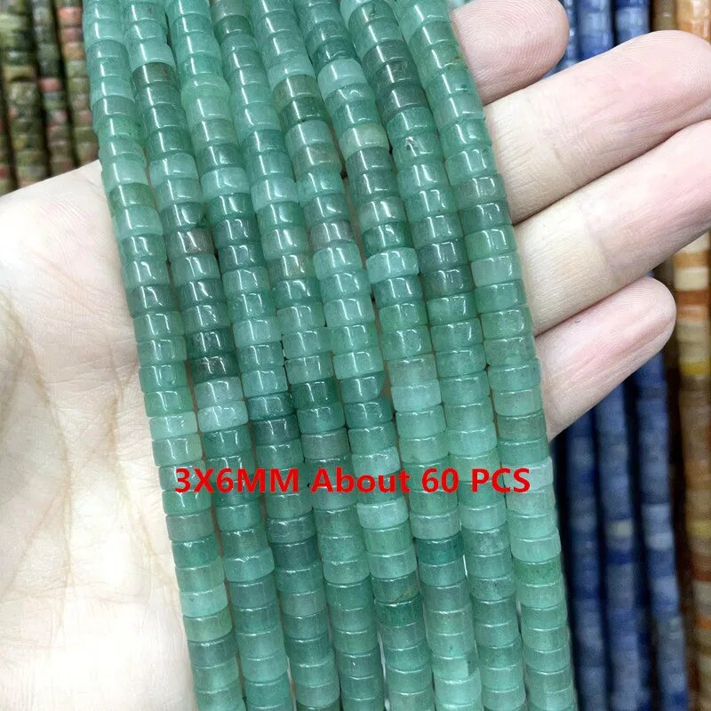 Зеленый авантюрин, граненые бусины SYSRXLR Изумрудный, 3X6MM About 60 PCS