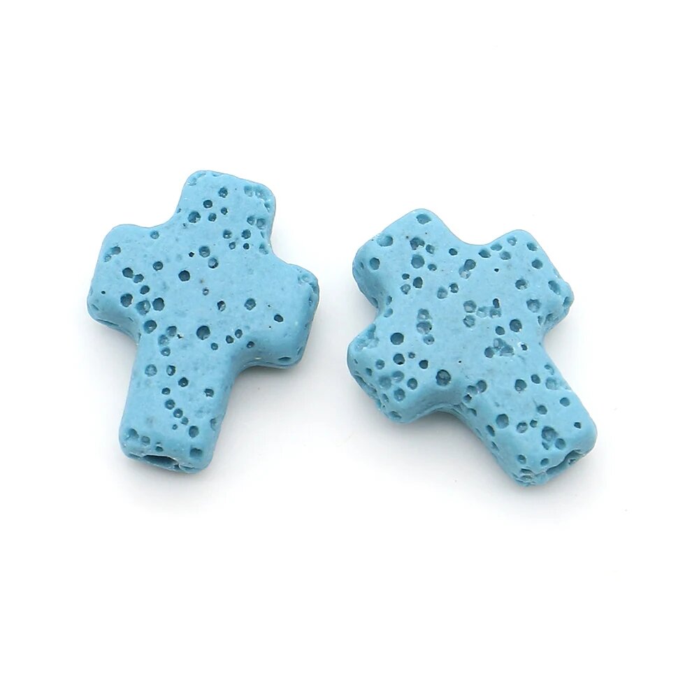 Полудрагоценные бусины-кресты из вулканического камня 10 шт. J-10pcs