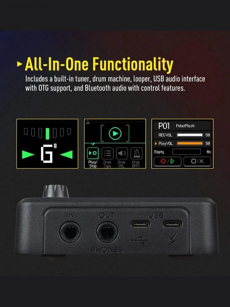 Sonicake Pocket Master педаль для гитарного усилителя, компактный гитарный процессор с лупером, черный — фото 1