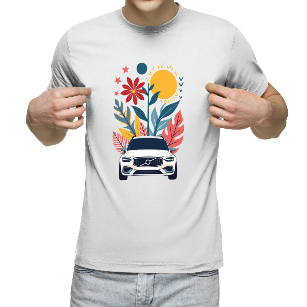 Мужская футболка «Белая машинка» (белый, 3XL)