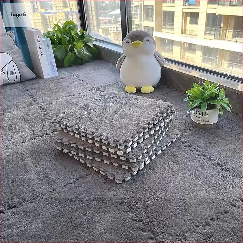Ковер DIY лоскутный темно-серый EVA коврик-пазл 30x30 см 10 шт для гостиной, спальни — фото 1