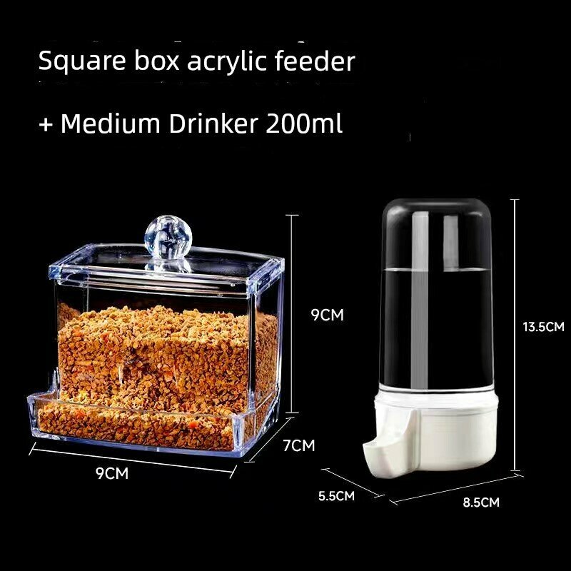 Квадратная кормушка + средняя поилка 200 мл для рябчиков, автоматическая система корма и воды для птиц