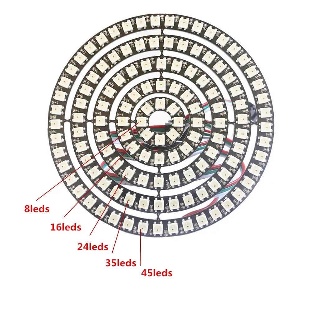 Светодиодная лента WS2812B 16 LED RGB 5V, White PCB