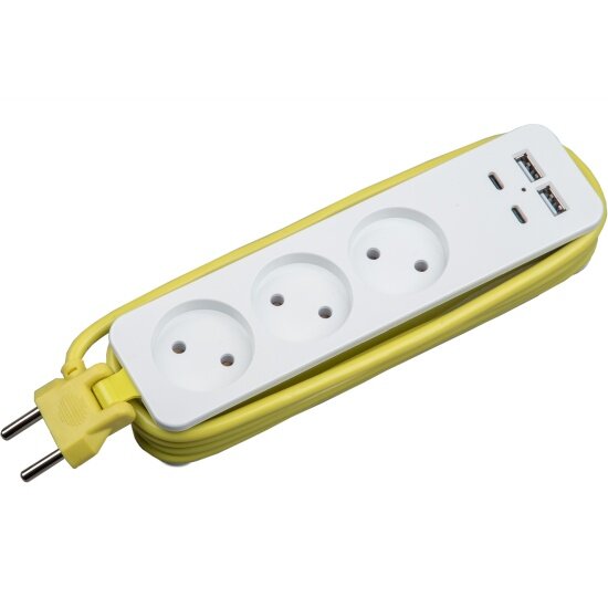 Удлинитель Uniel серии Travel, шнур 1,8м, 3 гнездa S-CT3-1,8UC WHITE/GREEN