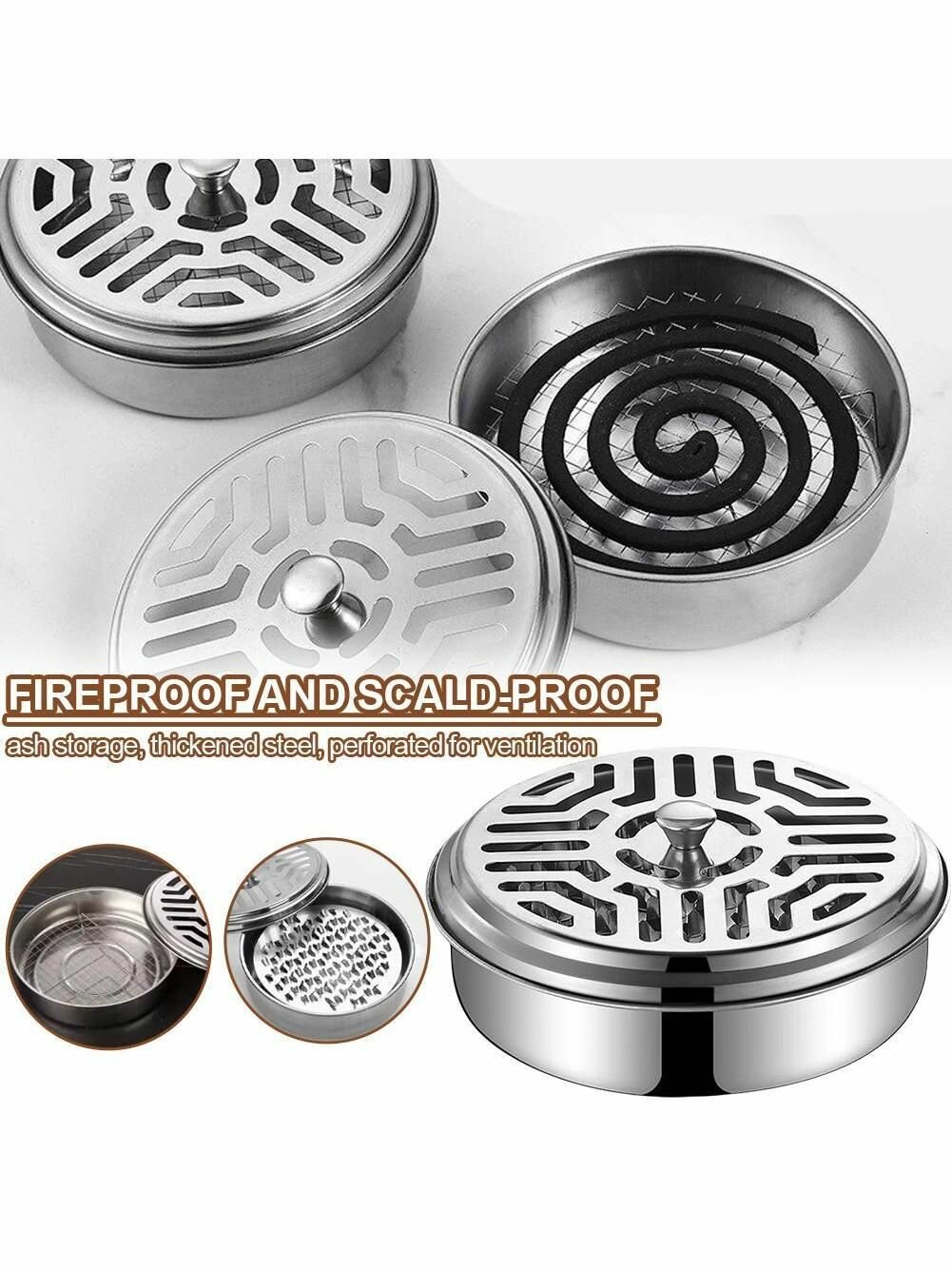 Толстостенный нержавеющий стальной ящик для москитовых спиралей с крышкой, жаростойкий, защитный от пыли и ожогов, новинка 2026, подарок на лето