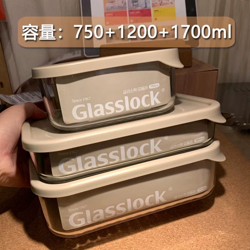 Glasslock набор из 3 контейнеров: 750мл, 1200мл, 1700мл прямоугольные контейнеры для морозилки и микроволновки