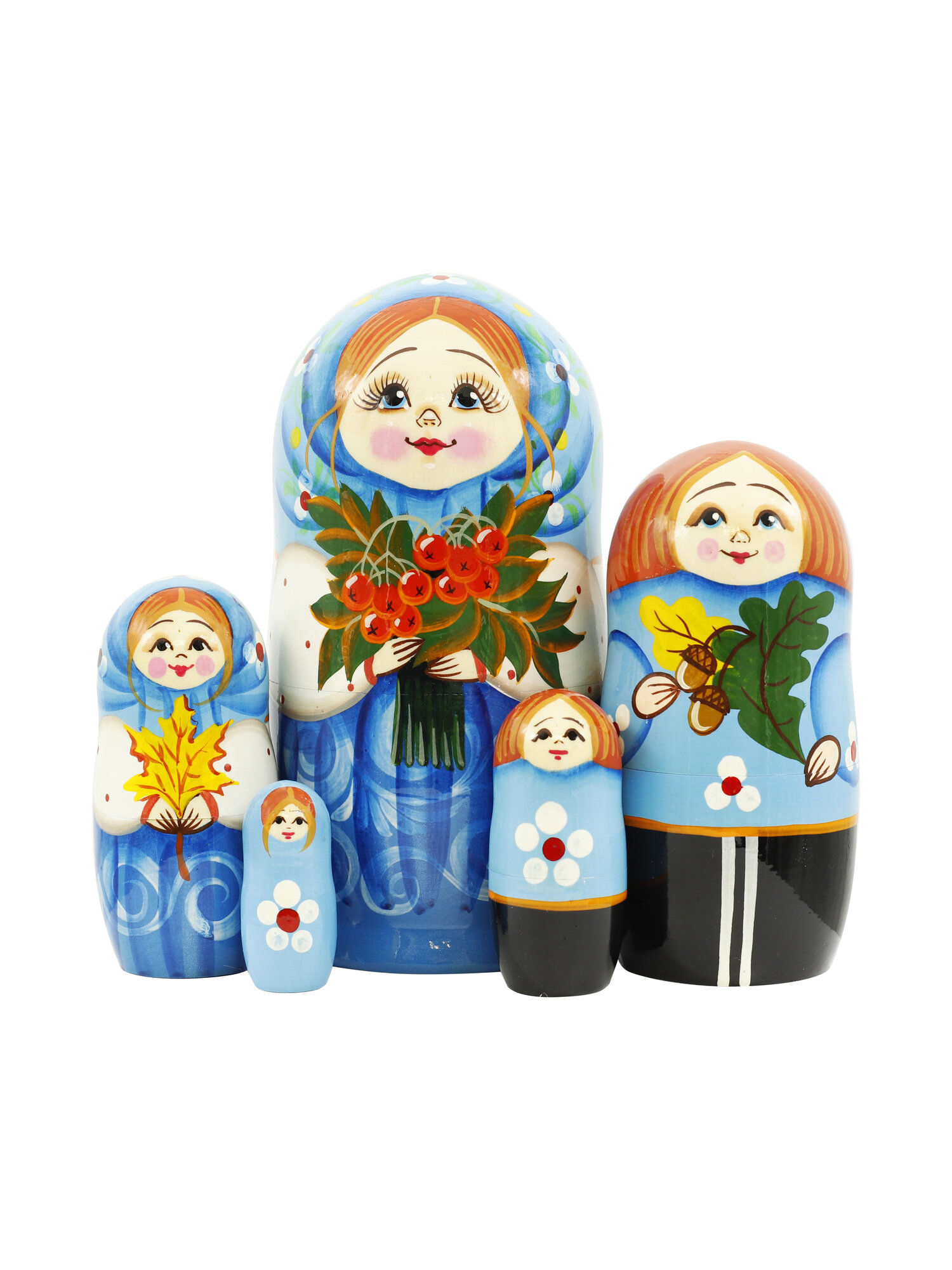 Матрешка " Осенний букет ", 5 мест, 18 см. , ручная роспись.