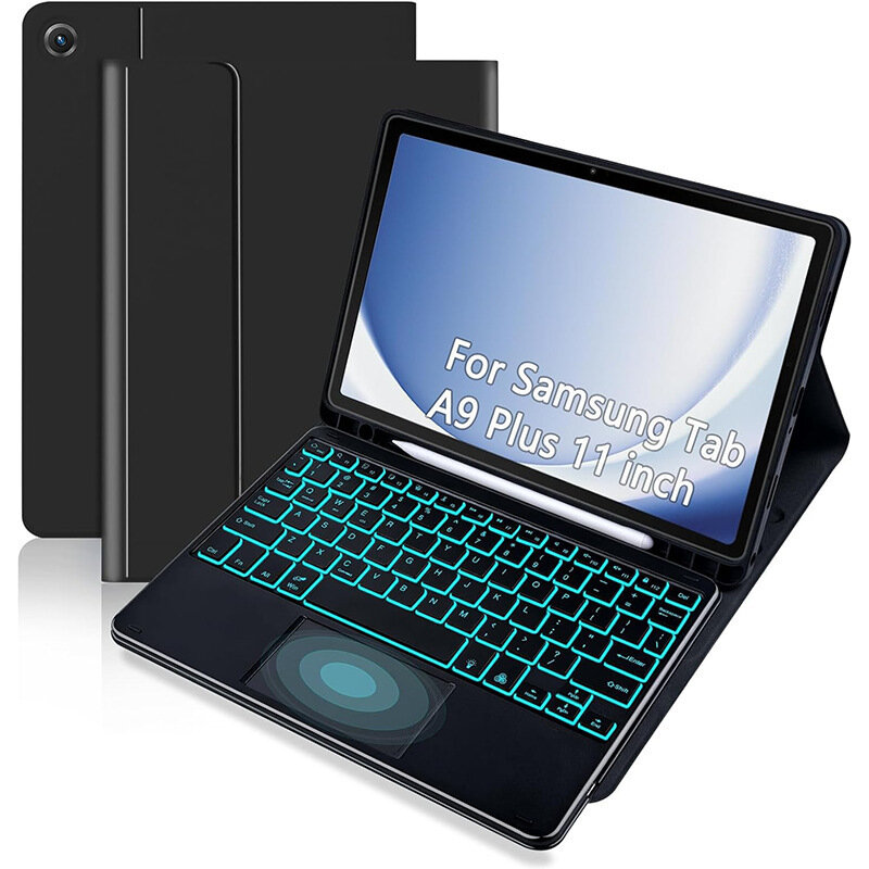 Samsung Tab A9 Plus 11-дюймовый SM-X210/X216/X218 Сенсорная подсветка Bluetooth Клавиатура 216 Слот для ручки Кожаный чехол Силиконовый
