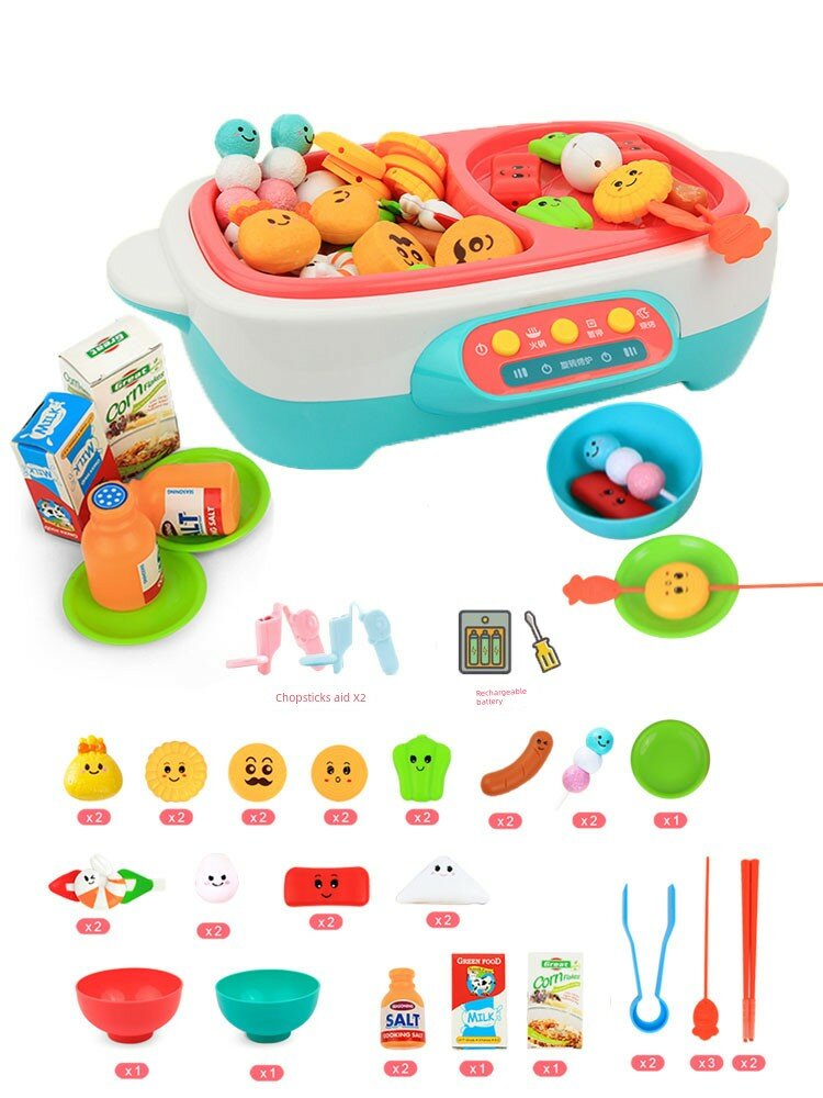 Детская кухонная игрушка: Вращающийся гриль с зарядным комплектом для детей 3-6 лет