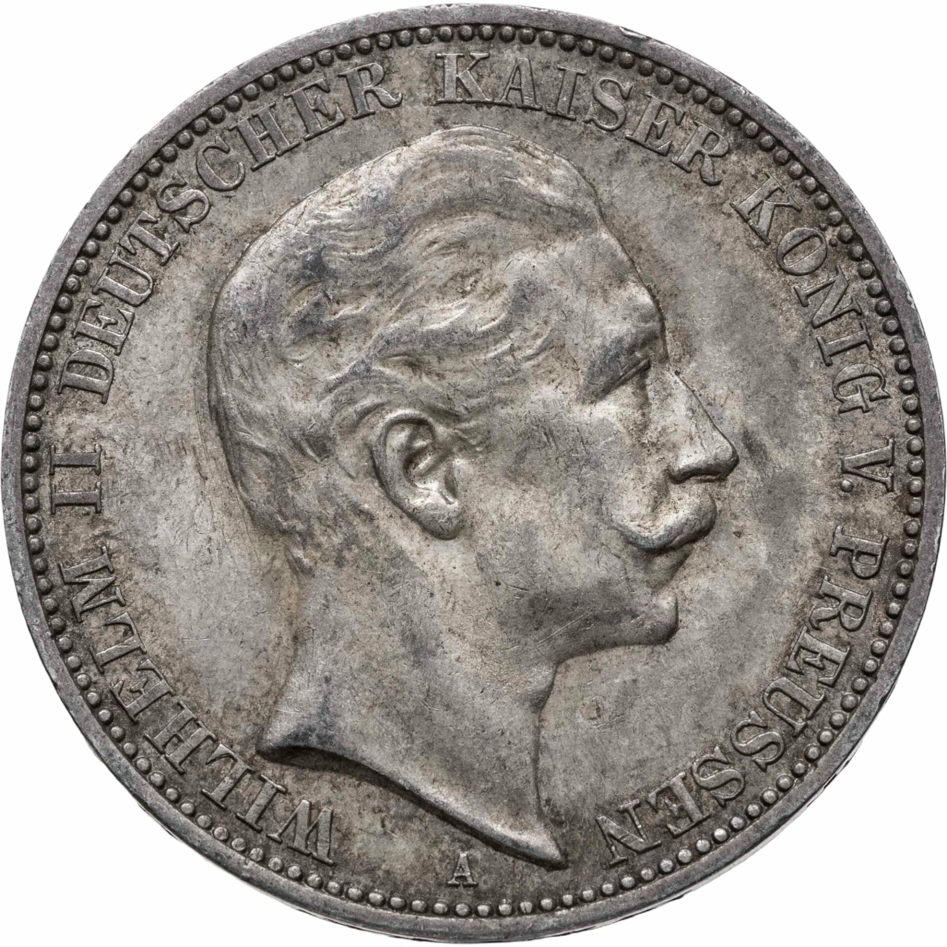 Германская Империя, Пруссия 3 марки mark 1912, Серебро 900, в сохранности XF-AU